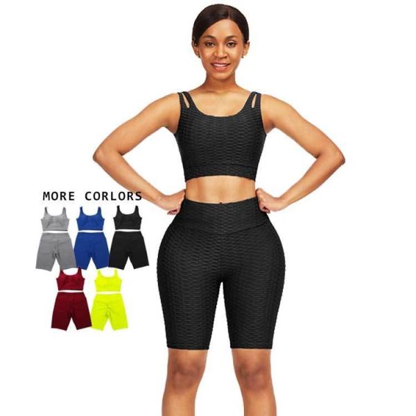 Quality Stock Two Pieces Women's Sport Fitness Yoga Sets with 90%polyester 10%spandex for sale