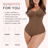 China Seamless Tummy Control Bodysuit for Women Basic Solid Thong Shapewear Spandex Material for sale