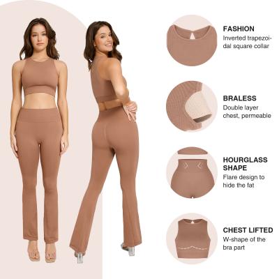 Cina S-XL HEXIN T-shirt da fitness senza cuciture per donne abito da yoga abito da sport crop top manica lunga leggings a vita sexy abbigliamento da palestra allenamento set da palestra in vendita