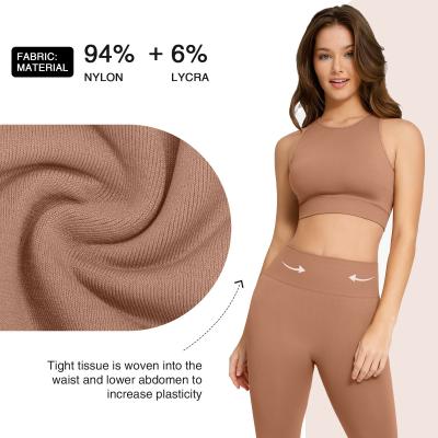 Cina S-XL HEXIN T-shirt da fitness senza cuciture per donne abito da yoga abito da sport crop top manica lunga leggings a vita sexy abbigliamento da palestra allenamento set da palestra in vendita