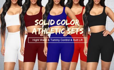 Cina HEXIN Fashion Mini Sport Suit da corsa da due pezzi per donne a vita alta in vendita