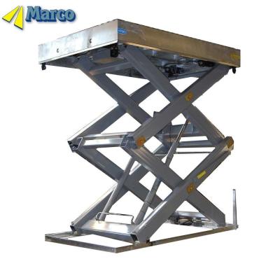 China Performance Warehouse Crane 4200mm Lift Stroke Marco Vertical Hydraulic Scissor Lift Work Platform with Loading Flaps for sale