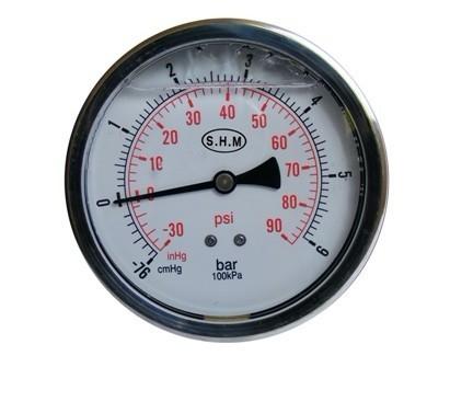 Quality 50mm White Aluminium Dials Gaseous Liquid-Filled Pressure Gauge With Glass Window for sale