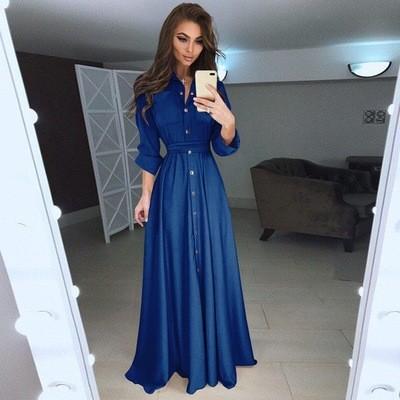 Quality 2018 Autumn and Winter Women Long Dress Casual Long Sleeve Slim Dress Ladies for sale