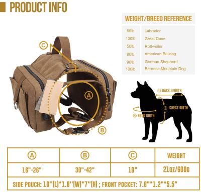 China Dog Pack Hound Travel Camping Hiking Backpack Saddle Bag Rucksack for Medium & Large Dog Bag for sale