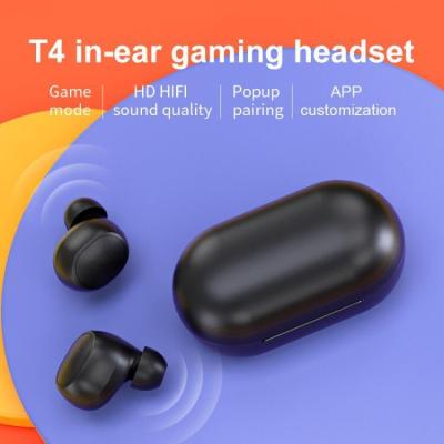 China T4 Tws Bluetooth V5.0 Sports Wireless Earphones APP Customization 3D Stereo Earbuds Mini in Ear Dual Microphone Waterproof Earbuds for sale
