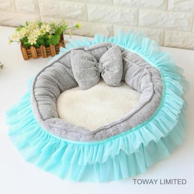Cina Principessa Cute Bed del pizzo dell'animale domestico di Coral Velvet Dog Soft Pads in vendita