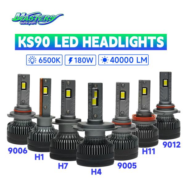 Quality Masters KS90 180W 40000 Lumens 6500K Cool White H4 9005 9006 9012 LED Headlights for sale