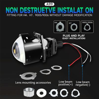 China A99 High Low Beam 58W 5800 Lumens 6000K DC9-16V 3 inch  Projector for sale