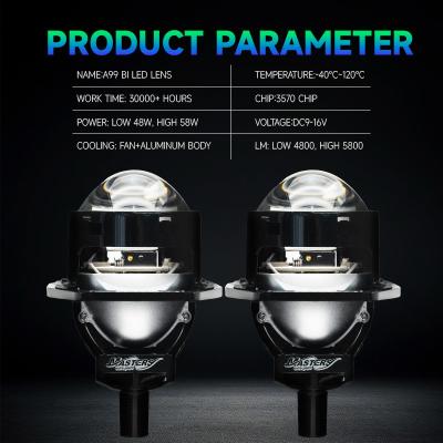 China A99 High Low Beam 58W 5800 Lumens 6000K DC9-16V 3 inch  Projector for sale