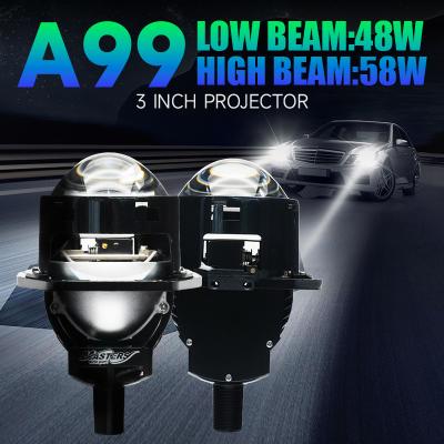 China A99 High Low Beam 58W 5800 Lumens 6000K DC9-16V 3 inch  Projector for sale
