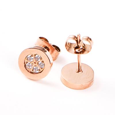 China Pendientes piercing plateados oro de alta calidad de la joyería del cuerpo del pendiente del perno prisionero de la CZ de la forma redonda de Rose en venta
