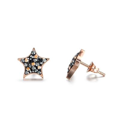 China Pendientes del perno prisionero de la forma de la estrella del oro de Rose del acero inoxidable de la moda de RainSo en venta