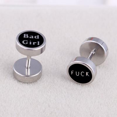 China Pendientes calientes del perno prisionero de la tipografía de la muchacha del acero inoxidable de la venta malos para las mujeres en venta