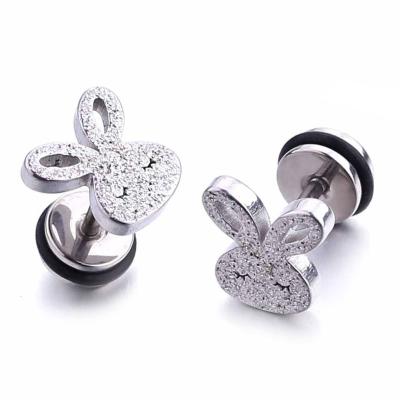 China Pendientes brillantes del perno prisionero del conejo del oro de la muchacha linda de alta calidad de los pendientes en venta