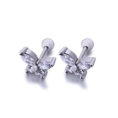 China Nuevos pendientes del perno prisionero del zircon de la mariposa del estilo de Corea del diseño para las muchachas en venta