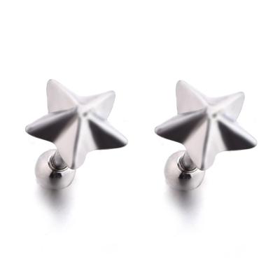 China Joyería inoxidable del cuerpo de acero de los pendientes lindos brillantes de la estrella del fift de las muchachas de la Navidad en venta
