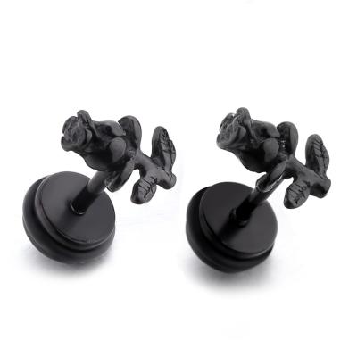 China El negro de las mujeres plateó los pendientes de la joyería de la moda de Rose de los pendientes del acero inoxidable en venta