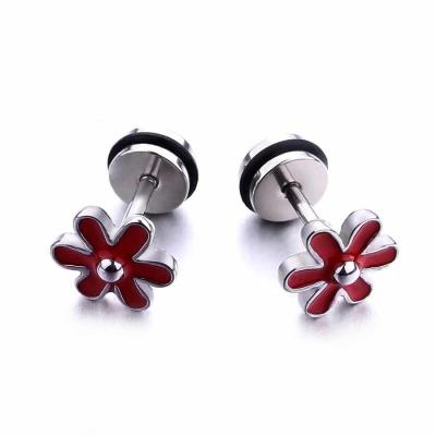 China La flor roja de la moda especial de los regalos de la Navidad de las mujeres formó los pendientes del perno prisionero en venta