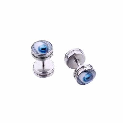 China Los pendientes redondos de encargo del perno prisionero del ojo azul refrescan los pendientes del perno prisionero para los muchachos en venta