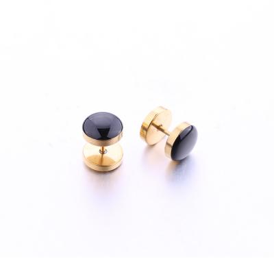 China El pendiente negro simple del color del pendiente redondo del perno prisionero de la moda diseña para las mujeres y los hombres en venta