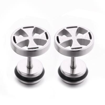 China Pendientes punkyes del perno prisionero de la cruz de la galjanoplastia de la plata del vintage de la joyería del estilo para los hombres en venta