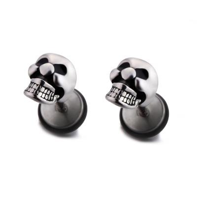 China Forme los pendientes de la joyería del estilo de Halloween del cráneo de la cabeza del perno prisionero a pendientes del acero inoxidable de los hombres punkyes de la galjanoplastia en venta