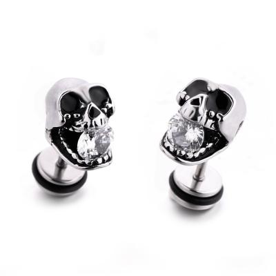 China El estilo punky de la joyería del acero inoxidable pulió los pendientes principales del perno prisionero del cráneo en venta