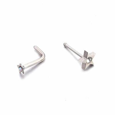 China Joyería al por mayor L pernos prisioneros piercing del cuerpo de la moda de la nariz del anillo de la joyería del acero inoxidable de la forma en venta
