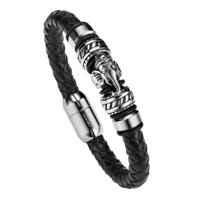 China Pulsera de cuero para hombre del acero inoxidable de la moda de encargo de la joyería/joyería de la pulsera del encanto en venta