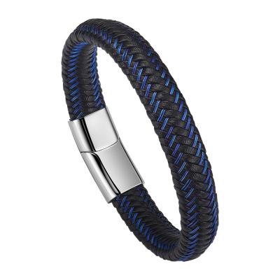 China Pulseras de cuero trenzadas para los hombres, corchete magnético de la moda de cuero de las pulseras 7.5-8.5 pulgadas en venta