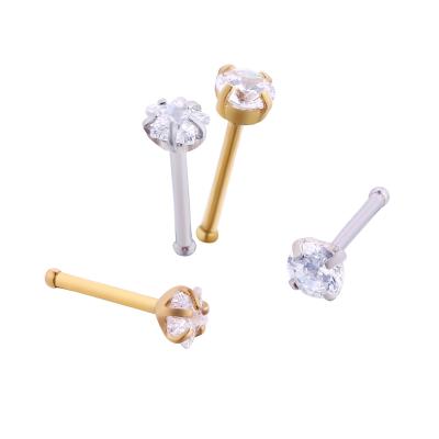 China El oro blanco vendedor caliente del zircon de los E.E.U.U. plateó la joyería piercing del cuerpo del perno prisionero de la nariz del anillo de nariz en venta