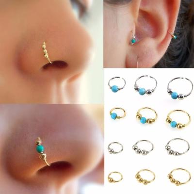 China Moda retro perlas redondas anillo de la nariz Nostril Hoop Body Piercing joyería en venta