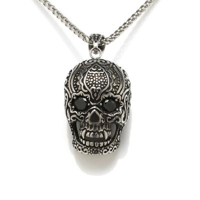 China Collar fresco del colgante de la cabeza del cráneo del vintage de Hip Hop de los hombres de la joyería al por mayor de la moda en venta