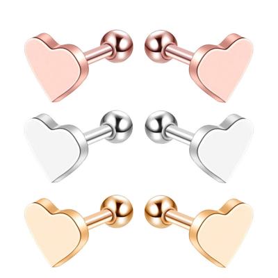 China El oro color de rosa de los pendientes del perno prisionero de la forma del amor plateó la joyería piercing del cuerpo de los pendientes en venta