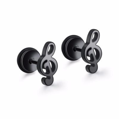 China Forme a nota de la música los pendientes del perno prisionero del acero inoxidable para el regalo diario de la joyería de la hembra punky del color de /Black/steel del oro de los hombres de las mujeres en venta