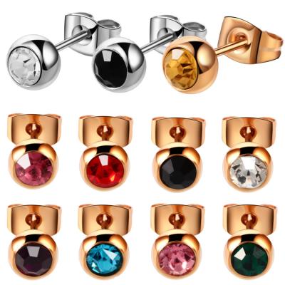 China perno prisionero cristalino de acero quirúrgico del oído de los colores variados de la gema 316l que perfora la joyería atractiva de las muchachas del estilo de los pendientes simples del tornillo-Detrás en venta