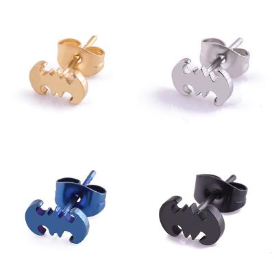 China Joyería linda del Barbell de Brincos del oro del negro del acero inoxidable de Batman de los pendientes de plata punkyes del perno prisionero para las mujeres de los hombres en venta