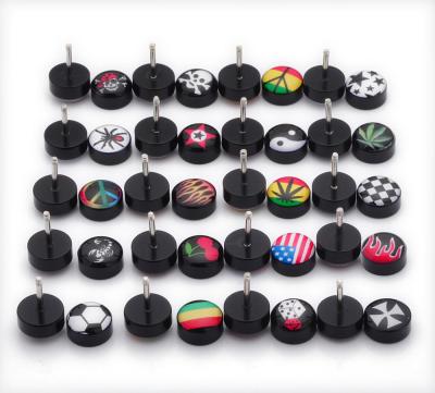 China Los pendientes falsos de los pernos prisioneros de los auriculares del envío gratis para el logotipo imprimen la joyería piercing antialérgica en venta