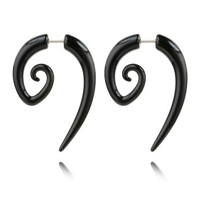 China Pendientes espirales redondos punkyes negros de Shap de los caracoles del vintage de los pendientes del descenso para las mujeres regalos de la joyería del partido del oído de dos porciones en venta