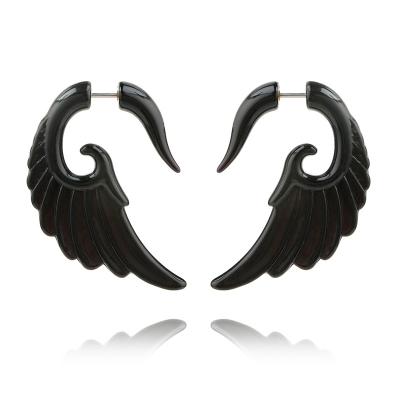 China Pendientes de moda de las alas para la joyería punky del pendiente de Patry del ángulo de las mujeres de la pluma del descenso de los auriculares negros del pendiente en venta
