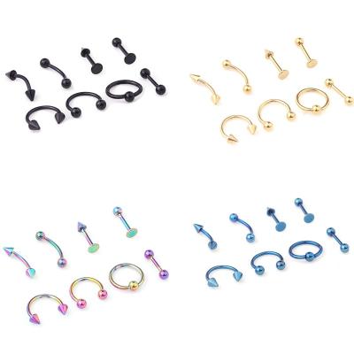 China el cautivo piercing inoxidable anodizado titanio del labio de la nariz de la ceja del oído de la hélice de la joyería del cuerpo de acero 16G suena Freeshipping en venta