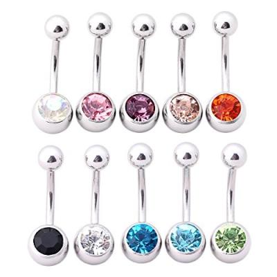 China el vientre del diamante artificial de 20 colores suena los anillos del vientre del acero inoxidable 316L en venta