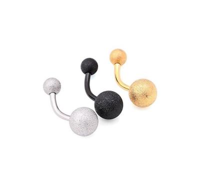 China Muestra libre del oro del anillo del ombligo del negro del ombligo del anillo dos de las bolas del barbell de la joyería piercing de plata mate del cuerpo en venta