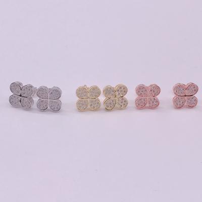 China Pendientes de cobre amarillo lindos del perno prisionero del trébol de la hoja del cristal cuatro de la moda del regalo del partido del pendiente de la joyería de la nueva llegada para las mujeres en venta