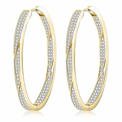 China Nuevos pendientes del aro del oro de la CZ Huggie de la aduana del regalo del partido de la joyería de la moda S925 para las mujeres en venta