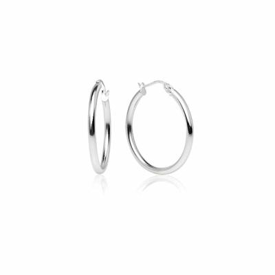 China Pendientes pulidos del aro del Tecleo-top del Redondo-tubo de la plata esterlina del ODM 925 del OEM altos para las mujeres en venta