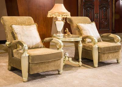 China Indoor Luxury Hand Carved Wooden Lounge Chair With Gold Leaf Decorative for sale