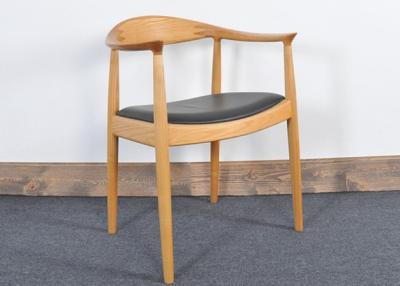 China Vintage Hans Wegner Wooden Restaurant Chair With Upholstered Leather Seat for sale
