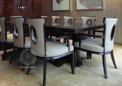 China Fabric Upholstered Modern White Leather Dining Room Chairs With Hole - Back for sale
